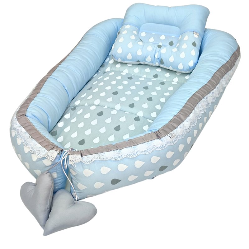 Nido Colecho Expandible Bebe - Lluvia - Celeste